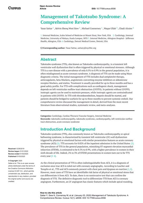 Management Of Takotsubo Syndrome A Comprehensive Review Pdf