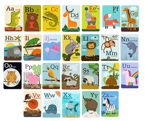 Abecedario De Animales En Tarjetas Para Plastificar 1 6 Abecedario