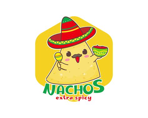 Nachos Cartoon Logo Mexican Traditional Street Food Cute Adorable