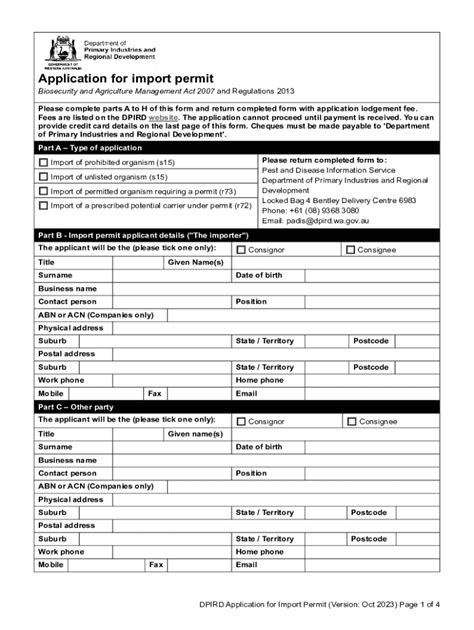 Instructions For Permit Application To Import Restricted Fill Out