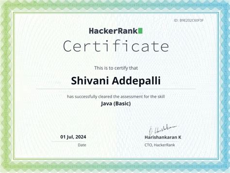 completion of hackerrank java challenge shivani addepalli posted on
