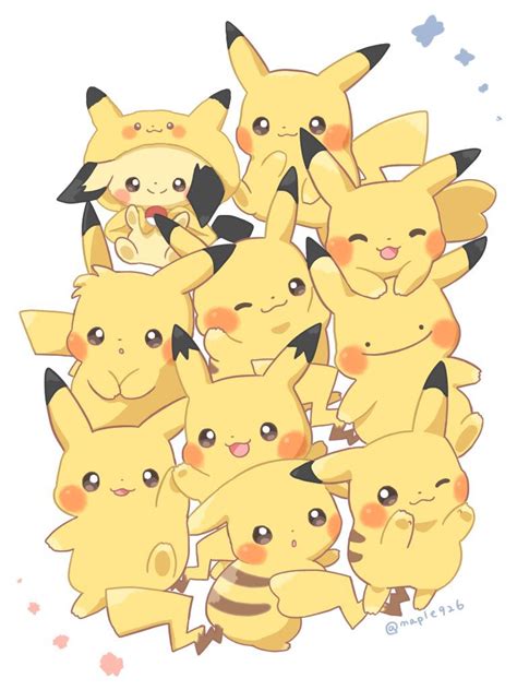 Pikachu Pichu Ditto And Transformed Ditto Pokemon Drawn By Kana