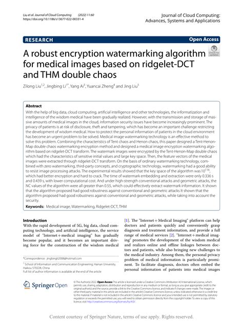 Pdf A Robust Encryption Watermarking Algorithm For Medical Images Based On Ridgelet Dct And