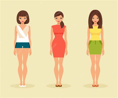여름 옷 벡터 일러스트 레이 션에 세 여자 프리미엄 벡터