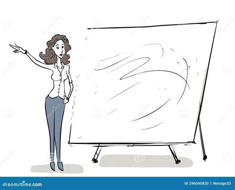Woman Presenter Showing Board With Pie Diagrams Vector Illustration