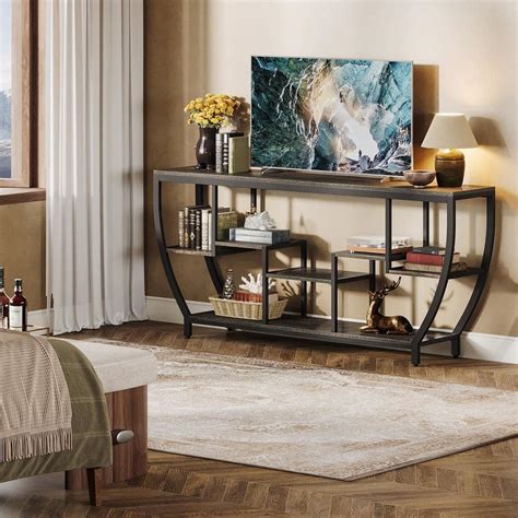 Tribesigns Way To Origin Tabor 70 9 In Dark Gray Wood Tv Stand Fits