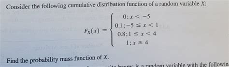 Solved Consider The Following Cumulative Distribution