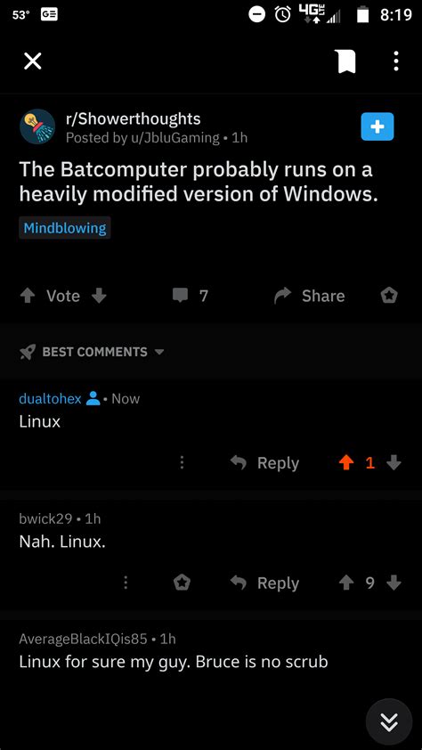batman runs linux r linuxmasterrace