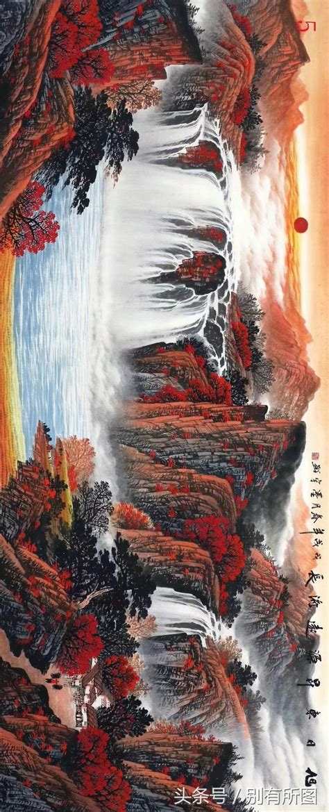 畫家周墨宇國畫山水作品小八尺鴻運當頭聚寶盆風水五幅圖 每日頭條