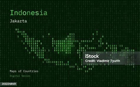 Indonesia Map Shown In Binary Code Pattern Matrix Numbers Zero One
