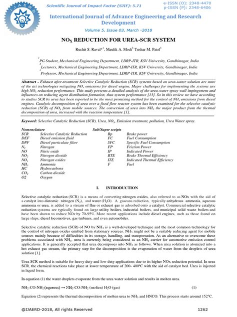 No X Reduction For Urea Scr System Pdf N Ox Ammonia