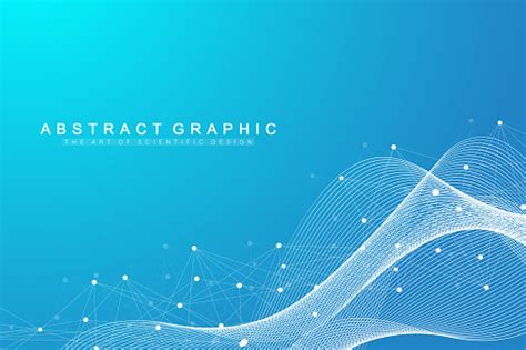 기하학적 추상 배경 연결된 라인 및 점입니다 웨이브 흐름입니다 분자 및 통신 배경입니다 디자인을 위한 그래픽 배경입니다 벡터 일러스트 레이 션 건강관리와 의술에 대한 스톡