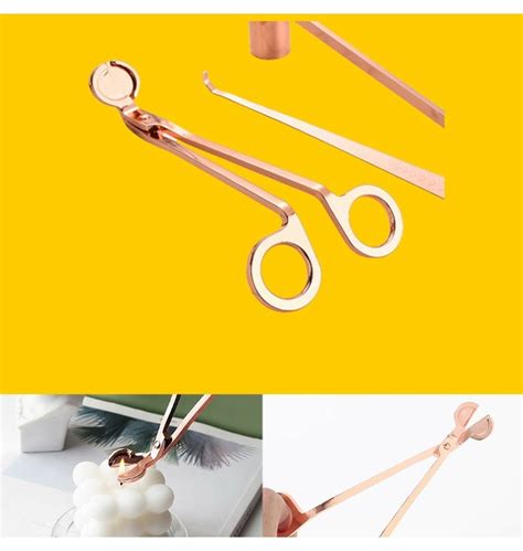 Puttory 캔들 촛불 양초 심지 가위 커팅 커터 자르기 불끄기 툴 기계 Rose 골드 180mm Pt 티몬