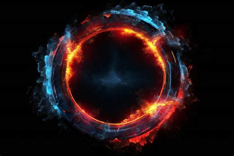 Premium Ai Image 3d Circle Frame With Red And Blue Fire Trails With