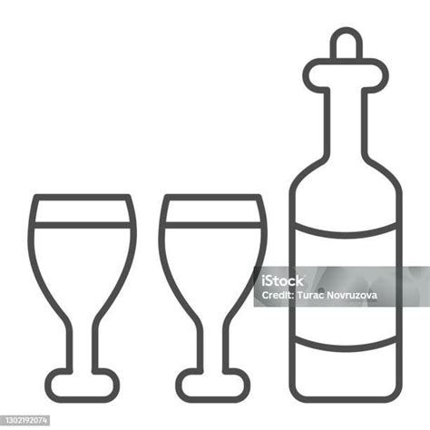 와인 병과 안경 얇은 라인 아이콘 추수 감사절 개념 흰색 배경에 와인 구성 기호를 축하 수확 윤곽 스타일에 병과 와인 안경