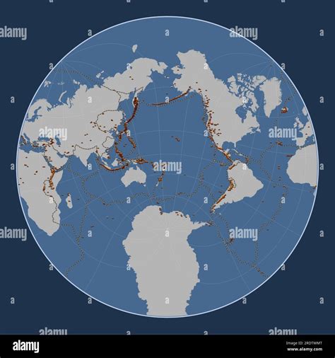 Tonga Tectonic Plate On The Solid Contour Map In The Lagrange Oblique Projection Centered