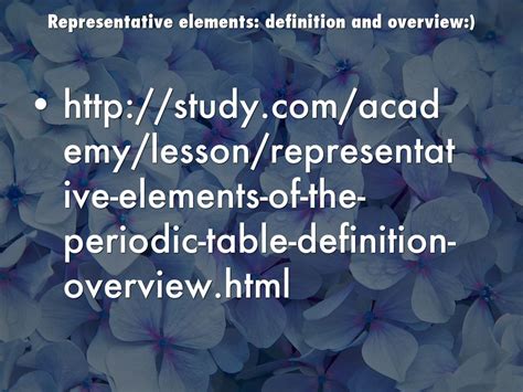 Representative And Transition Elements By Jade Bailey