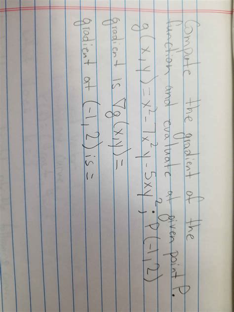 solved compute the gradient of the function and evaluate at