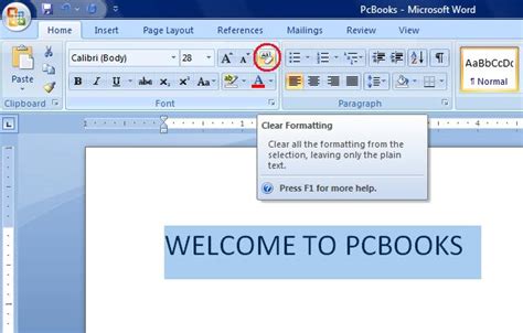Microsoft Word Tutorial Clear Formatting