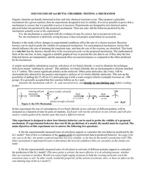 Solvolysis Of Tert Butyl Chloride An Sn1 Reaction Docslib