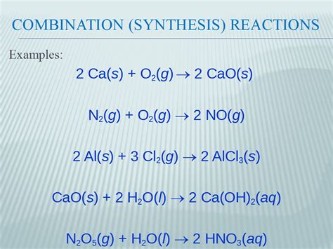 Synthesis Combination Reaction Definition Examples An