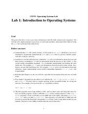 Lab Pdf CS Operating Systems Lab Lab Introduction To Operating Systems Goal The Goal