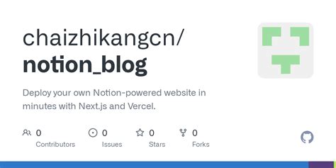 Github Chaizhikangcnnotionblog Deploy Your Own Notion Powered
