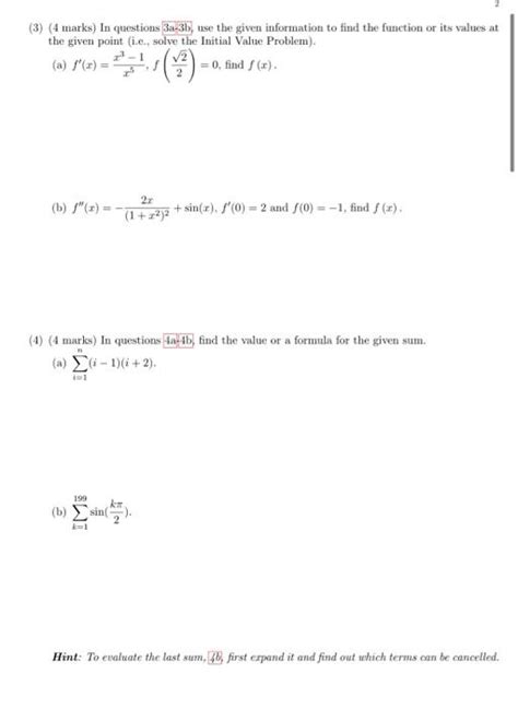 Solved Marks In Questions A B Use The Given Chegg Com