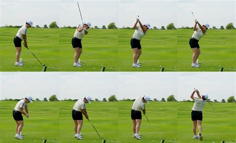 스타의 스윙 신지애의 연속 스윙 동작아이언샷 측면 골프타임즈