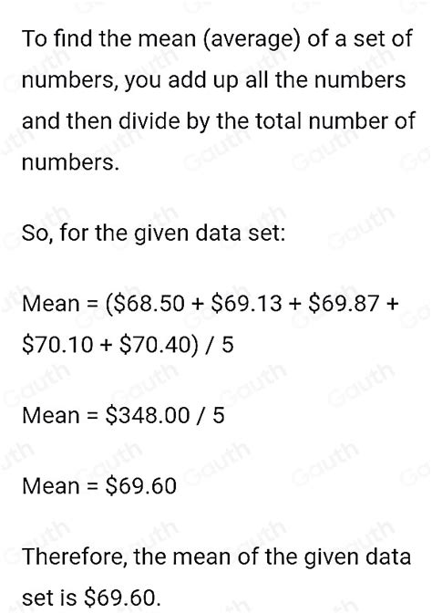 Solved 3 Calculate The Mean Of The Following Data Set 6850 6913