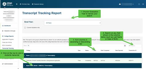 Transcript Tracking CFNC ProTools Help