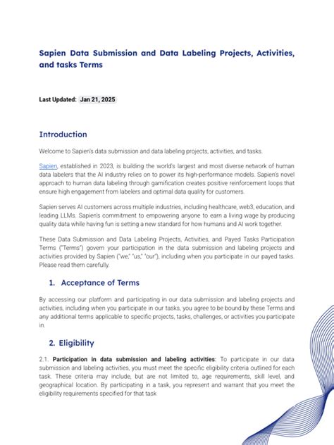 Terms For Data Submission And Data Labeling Activities And