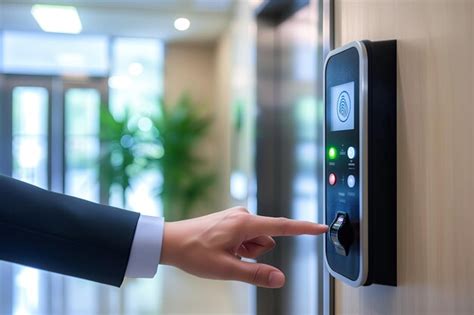 Premium Photo A Man In A Business Suit Is Using His Fingerprint For