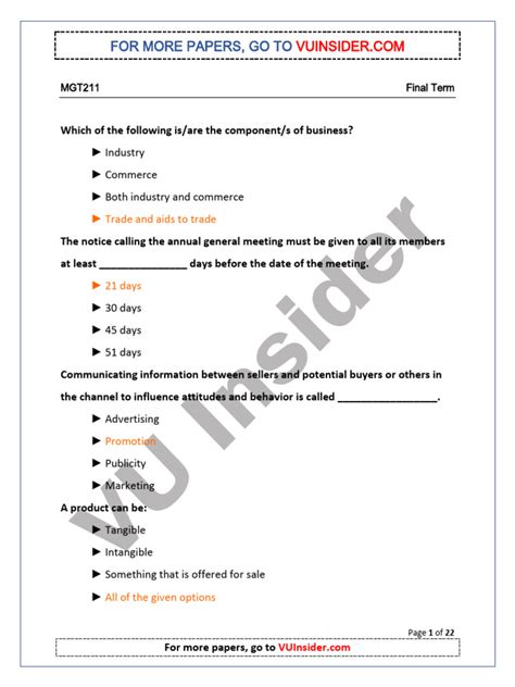 Mgt211 Final Term Past Papers Mega File Pdf Marketing Product Business