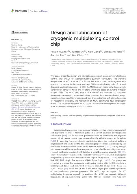 Pdf Design And Fabrication Of Cryogenic Multiplexing Control Chip