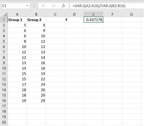 How To Perform A Variance Ratio Test In Excel