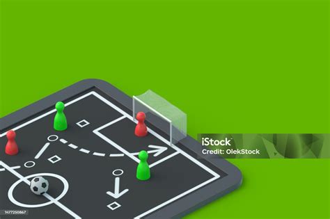 팀 전술이 있는 칠판 축구 전략 개념입니다 국제 선수권 대회 스포츠 교육 공간을 복사합니다 3d 렌더링 3차원 형태에 대한 스톡 사진 및 기타 이미지 Istock