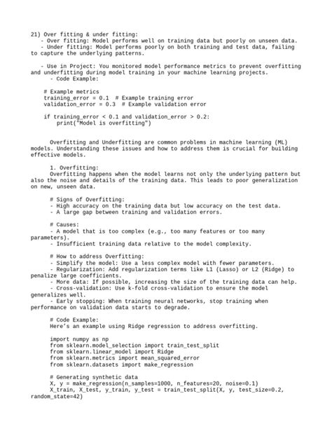 Ml Interview Questions Pdf Regression Analysis Mean Squared Error