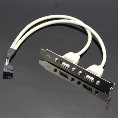Dual 9pin Header To 2 Ports Usb 2 0 Female Cable Back Pci Panel Bracket