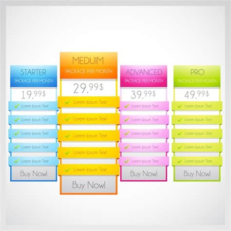 Premium Vector Price Table Template