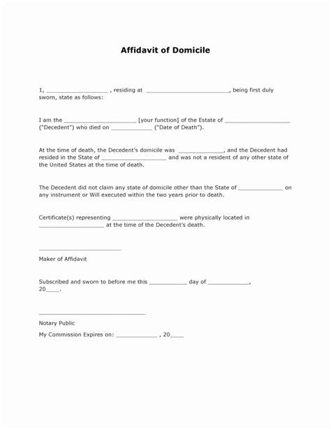 Single Status Affidavit Template