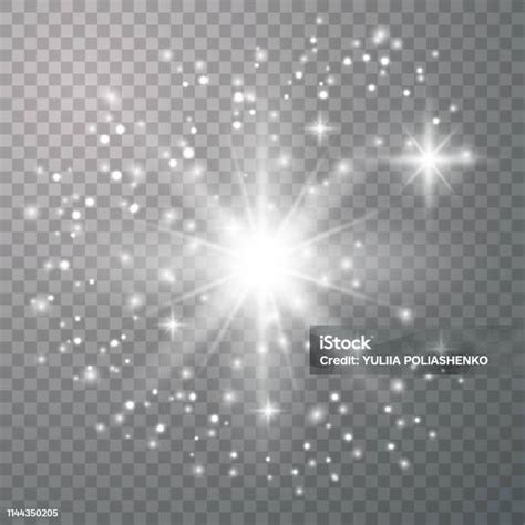 글로우 빛 효과 반짝 스타 버스트 벡터 일러스트입니다 빛나는 빛 버스트 폭발 투명 레이 반짝 멋진 효과 장식 벡터 일러스트 레이 션 밝은 별입니다 공휴일에 대한 스톡 벡터