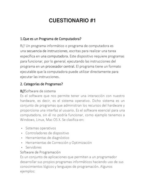 Cuestionario Computacion Pdf Programa De Computadora Programación
