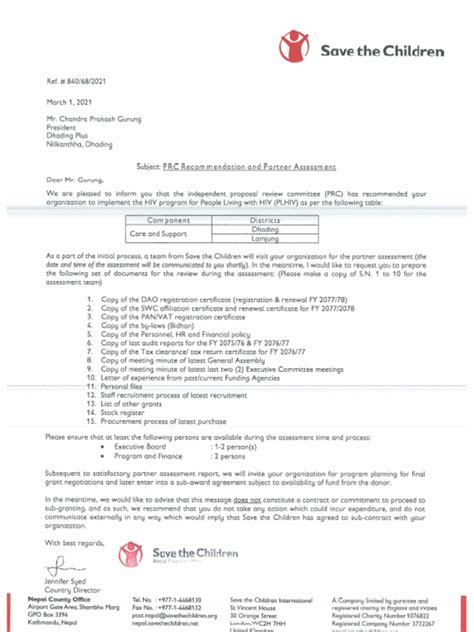 Prc Recommendation And Partner Assessment Dhading Plus Pdf