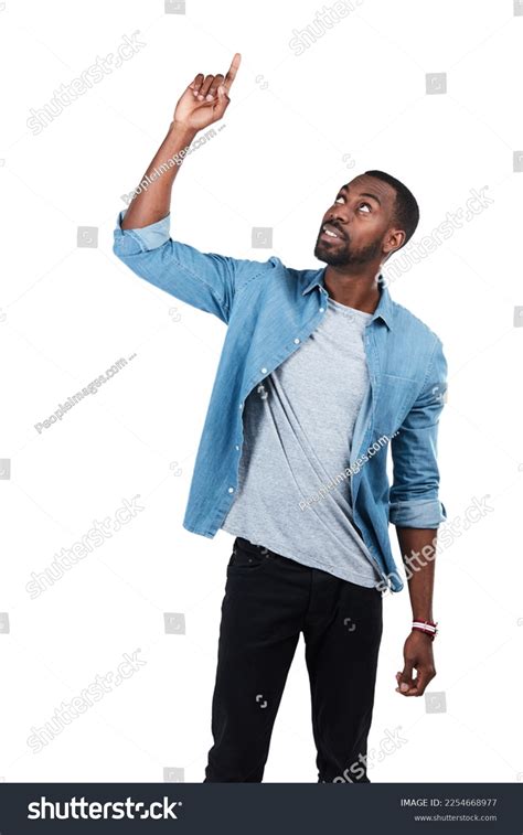 Idea Mockup Pointing Black Man Question Stock Photo Shutterstock