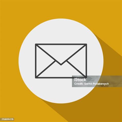 봉투 아이콘 벡터입니다 메일 개요 기호입니다 흰색 원 배경입니다 주황색 배경입니다 검은색에 대한 스톡 벡터 아트 및 기타 이미지 검은색 그림자 단일 이미지 Istock