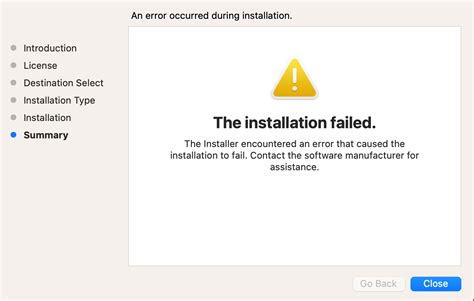 The Installation Failed The Installer Encountered An Error That