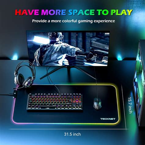 Buy Tecknet Rgb Gaming Mouse Pad Led Soft Extra Extended Large Computer Keyboard And Mouse Mat