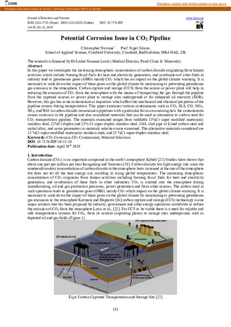 Pdf Potential Corrosion Issue In Co2 Pipeline