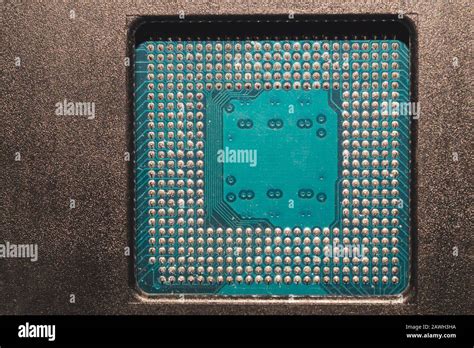 Processor Pins Macro Computer Motherboard Close Up Cpu Pins On A Circuit Board Micro Elements